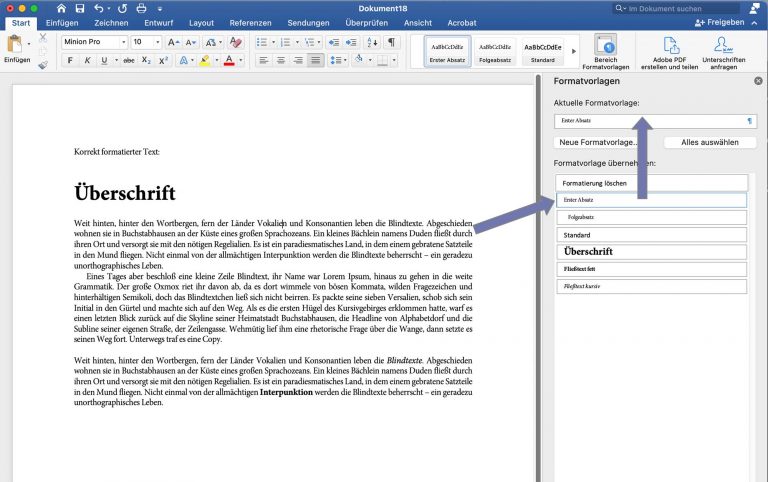 Korrekte Absatzformate in WORD | Edition Blaes