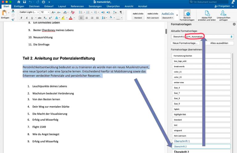 Korrekte Absatzformate in WORD | Edition Blaes